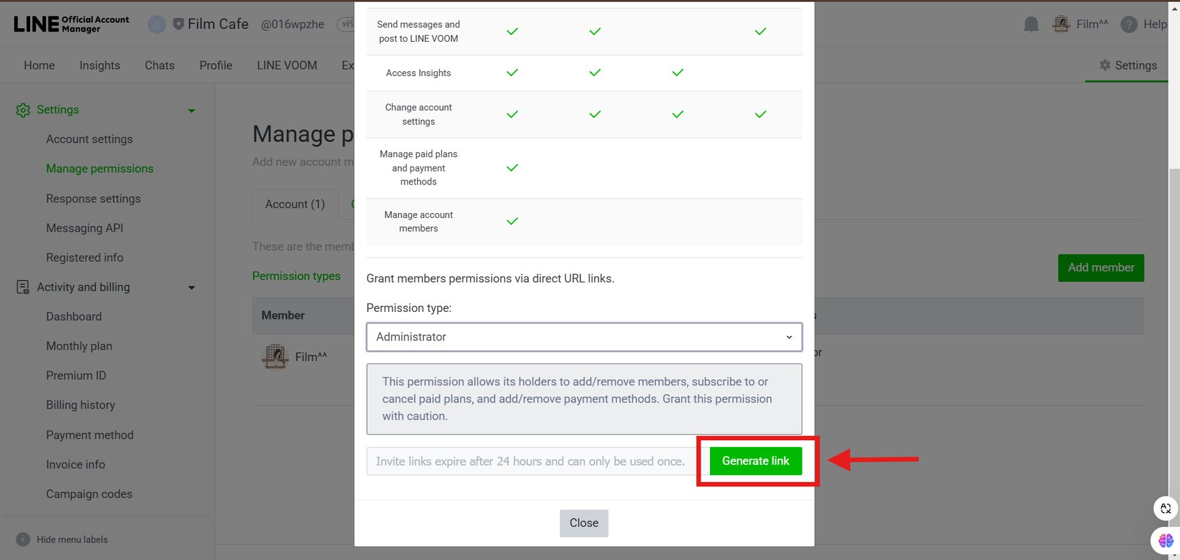 Add an administrator (LINE Official Account): การเพิ่มผู้ดูแลระบบ (LINE ...